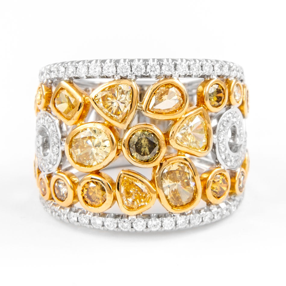3.21ct Multi Color Diamond Ring 18k Two Tone – Aria's Collection